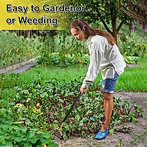 Hoe Garden Tool, 62Inch Weeding Loop Stirrup Hoe Tools for Garden, Scuffle Garden Hula Hoes with Adjustable Stainless Steel Long Handle for Weeding and Loosening Soil-Black