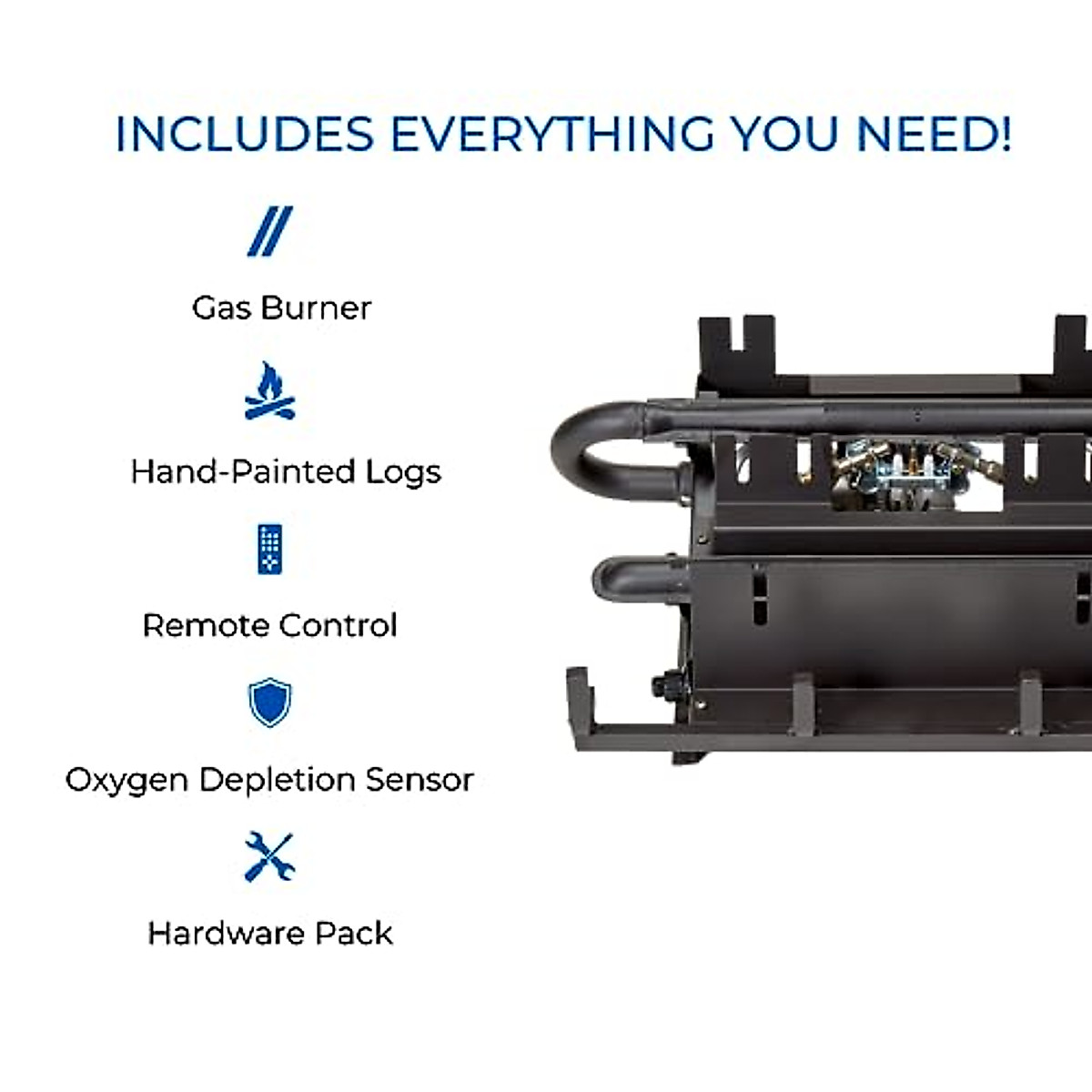 Duluth Forge DLS-18R-1 Dual Fuel Ventless Fireplace Logs Set with Remote Control, Use with Natural Gas or Liquid Propane, 30000 BTU, Heats up to 1000 Sq. Ft, Split Red Oak, 18 Inches