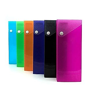 Emraw Slider Pencil Case - Sliding Pencil Case with Button Snap, Pencil case Slider Pencil case for Color Pencils Durable Translucent Slider Pencil Case (6-Pack)