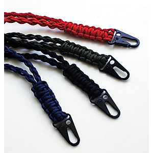 Military Grade Heavy Duty Paracord Lanyard Necklace Keychain Whistles Wrist Strap Parachute Rope Badge Cellphone Waterproof Holder Metal HK Clip Hook Outdoor Survival Men (Black)