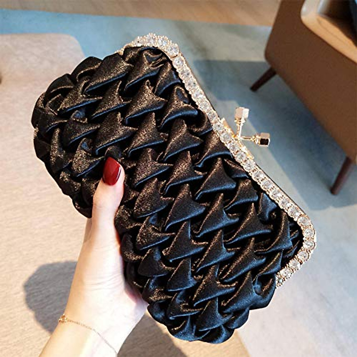 Debutante Evening Bag Black Women Clutch Bag With Chain Shoulder Strap Shoulder Bag