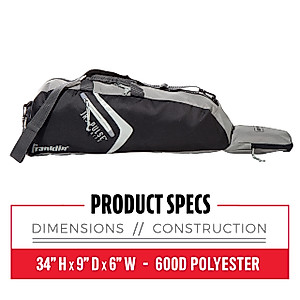 Franklin Sports Youth Baseball Bag - JR3 Junior Kids Bat Bag for Teeball, Baseball + Softball - Boys + Girls Equipment Bag - Black/Gray