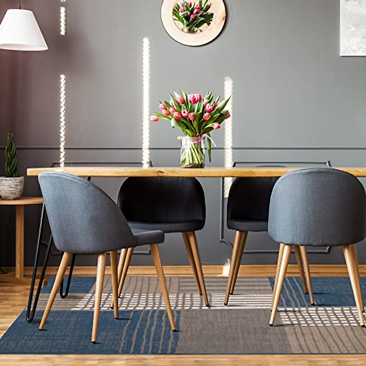 LUXE WEAVERS Modern Plaid Blue 5x7 Area Rug