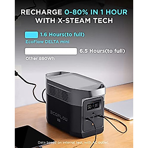 EF ECOFLOW Portable Power Station DELTA Mini, 882Wh Capacity, Solar Powered Generator for Outdoor, Emergency, Home Backup, RV(Solar Panel Not Included)