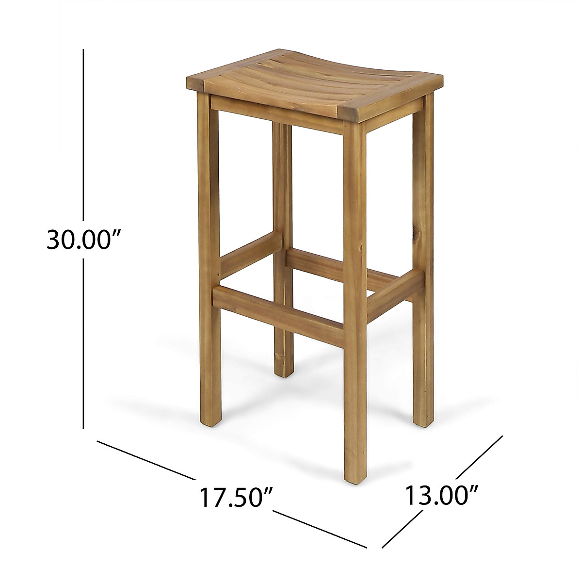 Christopher Knight Home Caribbean Outdoor 30" Acacia Wood Barstools, 2-Pcs Set, Natural Stained