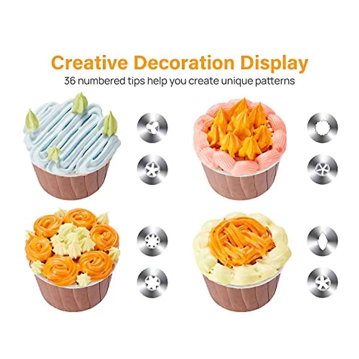 Kootek 42pcs Piping Bags and Tips Set, Cake Decorating Supplies Kits for Baking with 36 Numbered Frosting Icing Tips, 2 Reusable Pastry Bags, Easy Carry Storage Box and Other Baking Tools