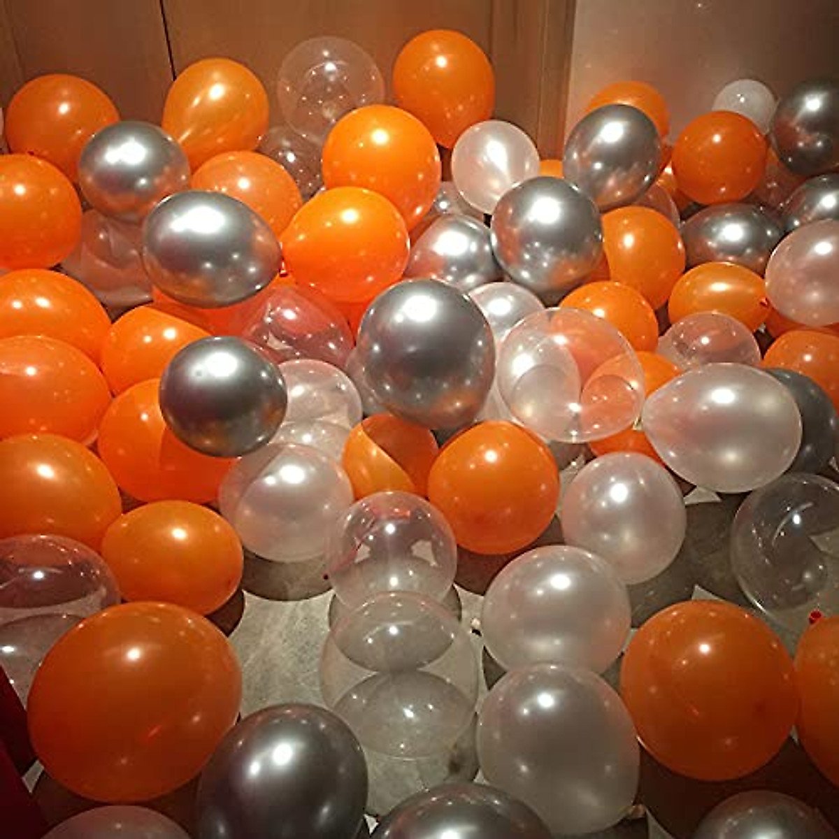 100 Pack Orange Balloons 12 Inch Round Helium Pearl Balloons for Wedding Birthday Christmas Halloween Party Decoration (Orange)