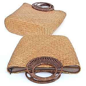 TICYACK Women's Top-handle Handbags, Handmade Straw Bag/Straw Purse for Womens for Daily Use, Beach, Travel