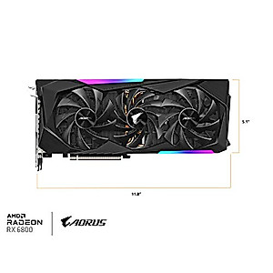 Gigabyte AORUS Radeon RX 6800 Master 16G Graphics Card, MAX-Covered Cooling, 16GB 256-bit GDDR6, GV-R68AORUS M-16GD Video Card