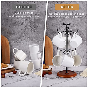 Epicano Mug Holder Tree, Coffee Cup Holder for Countertop, Coffee Mug Display Stand, Coffee Bar Accessories and Decor, 6 Mug Hooks, Gift for Coffee Lover, Metal Black