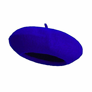 Women French Wool Beret Hats - Solid Color Classic Beanie Winter Cap(Royal Blue)