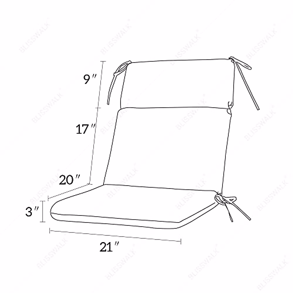 BLISSWALK Outdoor Chair Cushion Bottom and Back，one Piece high Back Adirondack Chair Cushion, Patio Cushions for Bifold Lawn Chair 45.5" x 21", 1 Count,Stripe