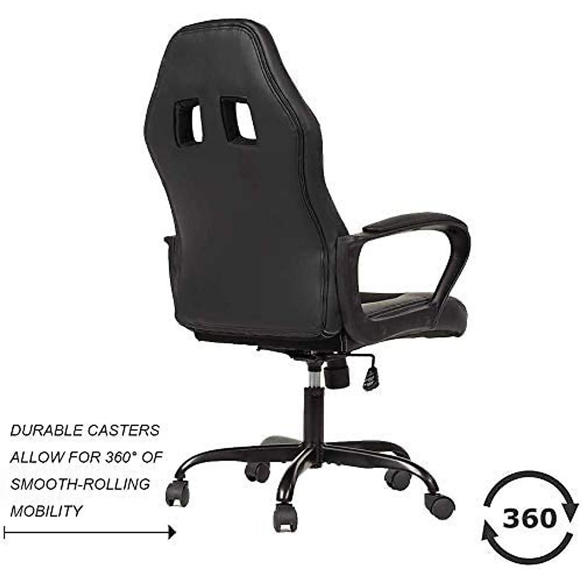 Office Chair Gaming Desk Racing Gaming Chair, PC Gaming Ergonomic Racing Heavy Duty Office Video Game Chair, PU Leather Racing Chair for Home Office Computer Gaming Chairs Video Game Chairs - Black