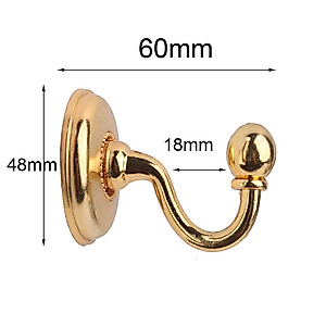 2 Pcs Metal Curtain Holdback, Curtain Tiebacks, Alloy Curtain Holders for Wall, Curtain Hooks, Wall Mounted Drapery Tiebacks with 4 Screws, Heavy Duty Decorative Curtain Hook (Gold)
