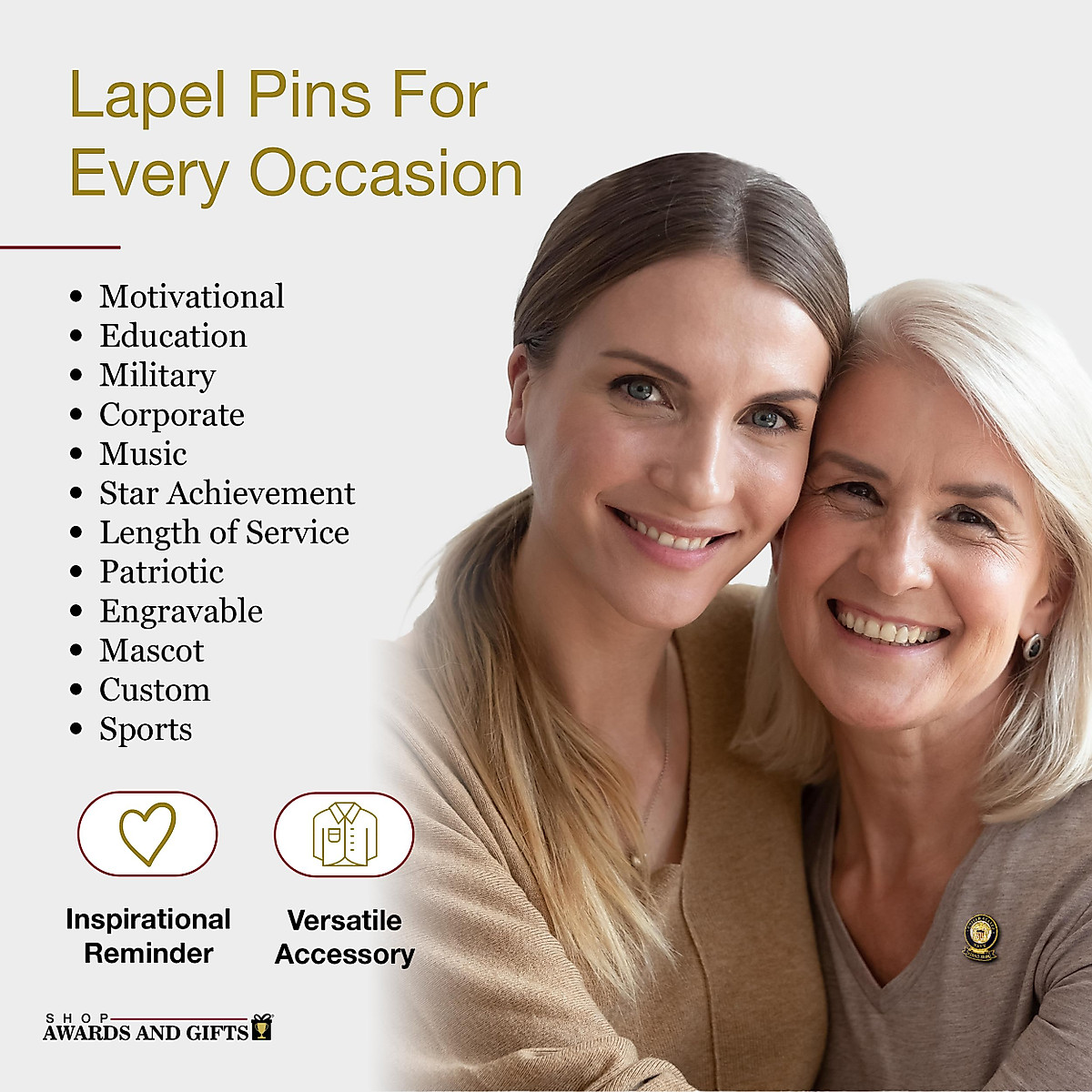 SHOP AWARDS AND GIFTS United States Service US Army Proud Mom Lapel Pin, Gift Boxed