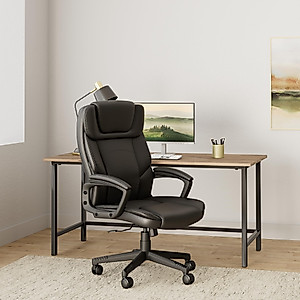 CLATINA Ergonomic Big and Tall Executive Office Chair with Faux Leather 400lbs High Capacity Adjustable Height Thick Padding Headrest and Armrest for Home Office Black