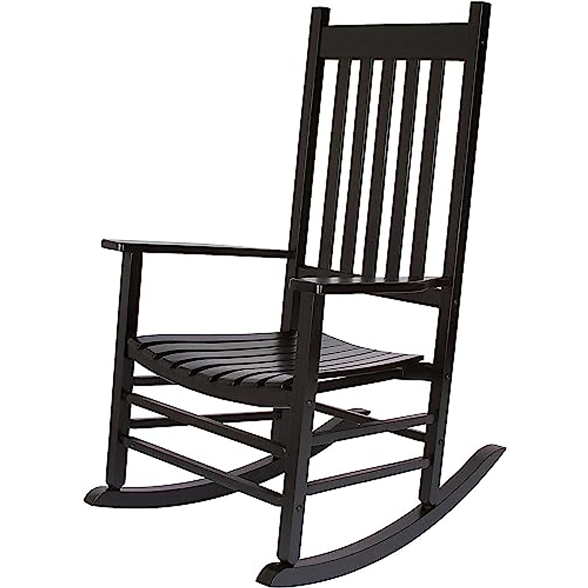 MEZHI Gray Round Wooden Rocking Chair, Porch Rocker (Black)