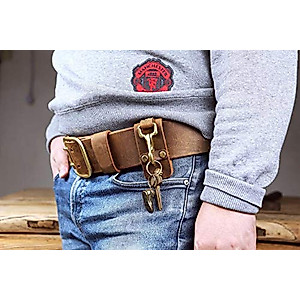 Heavy duty full grain leather belt key clip, retro distressed leather belt key holder - BA05KC