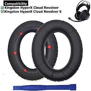 Cloud Revolver Ear Pads, Replacement Ear Cushion Earpads Cups Muffs Protein Leather Foam Pillow Cover Repair Parts for Kingston HyperX Cloud Revolver/Revolver S Gaming Headsets - Black