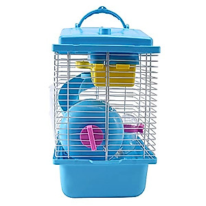 FDSF Pet Cage Hamster with Transparent Skylight Double Layer House for Hamster Golden Hamster Pet Blue