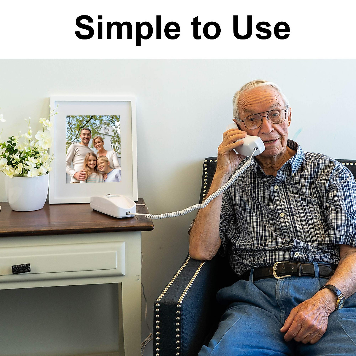 Landline Phones for Home - Telephones for Hearing Impaired - Corded Phone for Seniors - Retro Phone - Improved Version of The 1965 Landline Phone - Analog Phone - Big Button, iSoHo Phones (White)