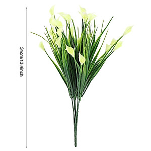 Fdit Artificial Flowers Calla Leaf Fake for Home Garden Party Wedding Decoration (White)