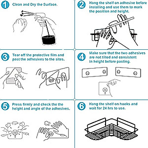 LAIGOO Adhesive Shower Caddy Corner Shelf, Hanging Bathroom Shelves Wall Mounted Shower Shelf, Non-Drilling Floating Shelf for Bathroom Organizer/Kitchen/Shower Organizer (2 Pack, Black)