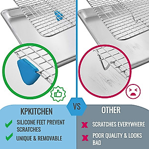 KPKitchen Baking Sheet & Rack Set and Silicone Mini Muffin Pan 24 Cup - Aluminum Pan (18” x 13”) + Stainless Cooling Rack (16.8” x 11.8”) - 24 Cup Mini Cupcake Pan - 100% Food Safe & BPA-free