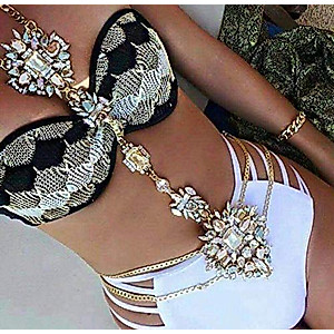 Zoestar Gorgeous Crystal Body Chains Sexy Bikini Necklace Waist Chain Jewelry for Women (Colorful)