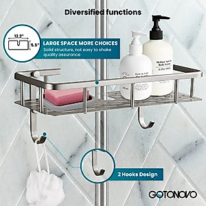 gotonovo Brushed Nickel Shower Shelf Wall Mount Solid Brass Essential Shower Rack Single Pack One Layer Bathroom Shower Rack Basket Arm Mount Shower Storage