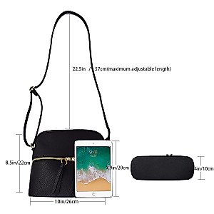 LA DEARCHUU Leather Crossbody Bag for Women Crossbody Purse, Messenger Crossbody with Buckle, Crossbody Handbag Shoulder Bags, Black