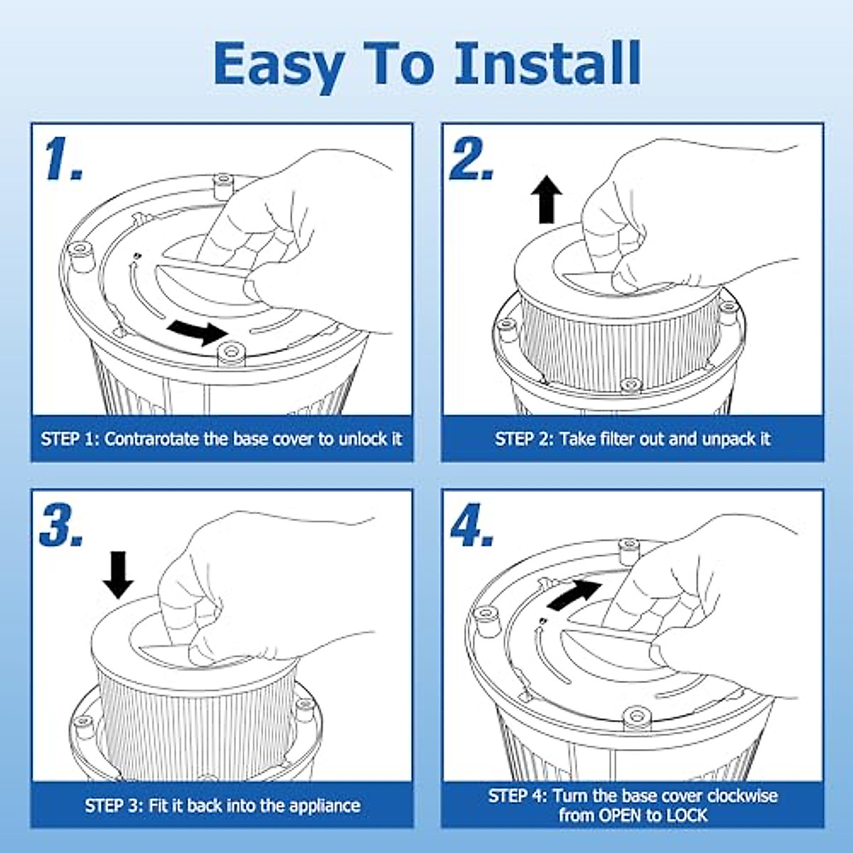 ROMON AP-T10FL Replacement Filter Compatible with Home-Dics AP-T10 AP-T10-WT AP-T10-BK Air Purifier, Part# AP-T10FL, 2 Pack, White