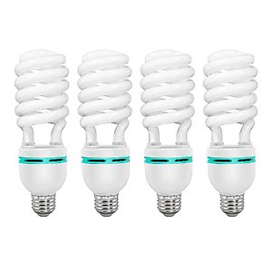 LimoStudio (4 Pack) 45W CFL Light Bulb, Compact Fluorescent Lighting Full Spectrum Photo Bulb, Daylight Pure White, 5500K, 2100LM, E26, E27, AGG117