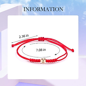 Red Initial Bracelet C Initial Letter Bracelets for Teen Girls Adjustable Red String Bracelets for Women Men Heart Shape Braided Bracelets Personalized Bracelet Birthday Mothers Day Gifts for Mom(C)
