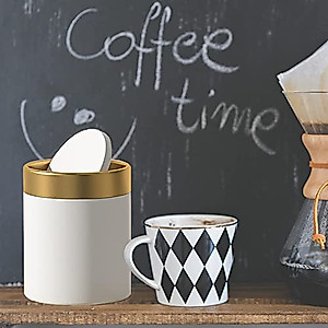 JILLICK Mini Trash Can with Lid, Stainless Steel Small Tiny, Countertop Trash Can for Desk Office Coffeetop, Swing Top Trash Bin 1.5 L/0.40 Gal, White