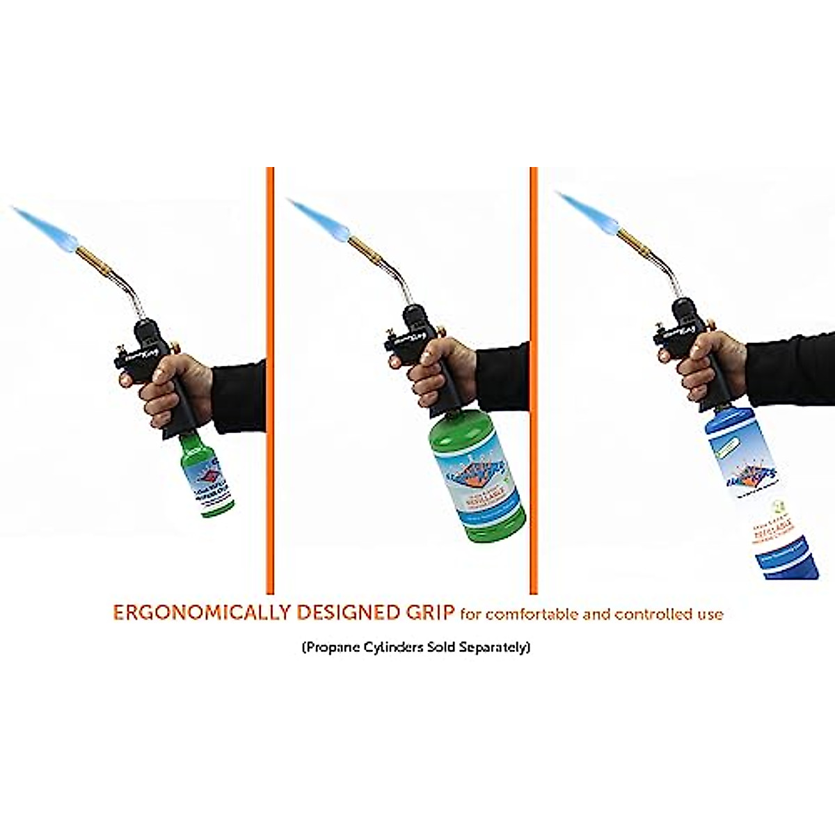 Flame King FK-028CGA High Intensity Propane Torch Head for Soldering, Brazing, Plumbing, Lighting Charcoal/Fire Pits,Compatible with 1LB Cylinders, MAPP, and MAP-PRO