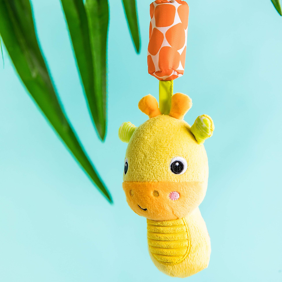Bright Starts Giraffe Chime Along Friends Plush Take-Along Stroller or Carrier Toy, Ages 0 Month+