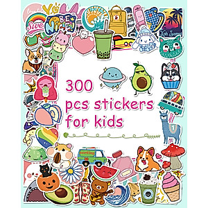Bekayshad Stickers for Kids, 300 Pcs Water Bottle Stickers for Classroom Cute Vinyl Waterproof Stickers for Teens Girls Prizes for Kids Laptop Stickers for School