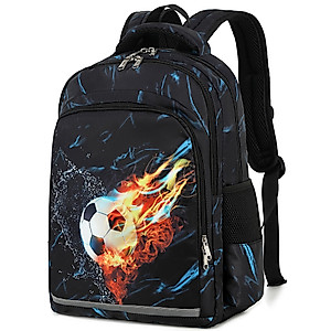 LEDAOU Kids Preschool Backpack Boys Kindergarten BookBag Elementary Waterproof School Bag 7 Pockets with Chest Strap (Soccer)