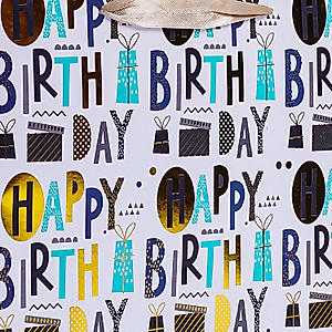 Elephant-package 2Pcs 12.6&quot; Large Happy Birthday Gift Bags with Tissue Paper for Birthday Party.