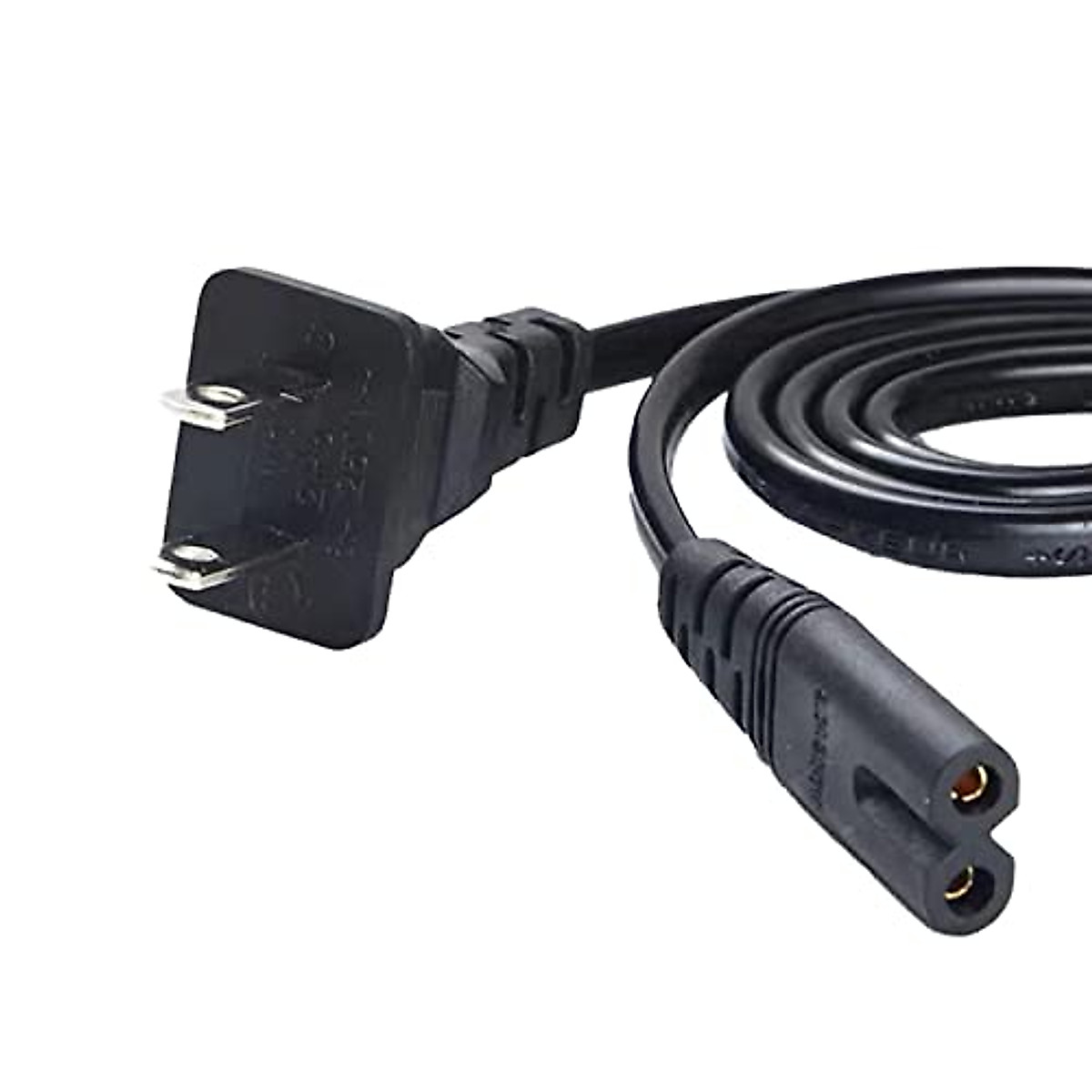 AC Cable Replacement Power Cord 2 Prong 6 Feet (1.8 Meter) Black