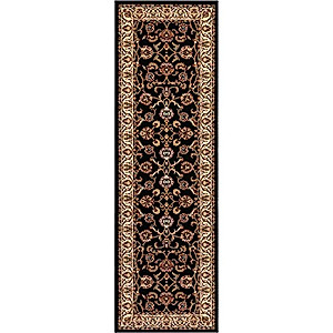 Noble Sarouk Black Persian Floral Oriental Formal Traditional Rug 3x10 ( 2'7" x 9'6" Runner ) Easy to Clean Stain Fade Resistant Shed Free Modern Contemporary Transitional Soft Living Dining Room Rug