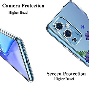 Unov Case Compatible with OnePlus 9 5G Clear with Design Soft TPU Shock Absorption Slim Embossed Pattern Protective Back Cover OnePlus 9 5G Case 6.5 inch (Very Peri Bouquet)