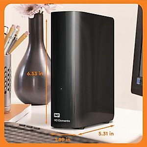 Western Digital WD 16TB Elements Desktop Hard Drive HDD, USB 3.0, Compatible with PC, Mac, PS4 & Xbox - WDBWLG0160HBK-NESN & WD 5TB Elements Portable External Hard Drive HDD, USB 3.0