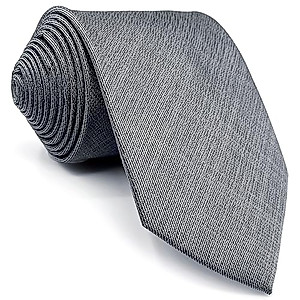SHLAX&WING Solid Color Grey Mens Neckties Silk Ties Business Classic 57.5 inches