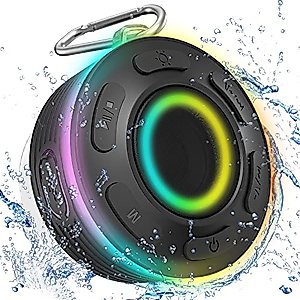 Bluetooth Shower Speaker, IP7 Waterproof Speakers Bluetooth Wireless with Suction Cup, Portable Speaker 360 HD Surround Sound, LED Light Wireless Speaker Dual Stereo Pairing, Built-in Mic Shower Radio