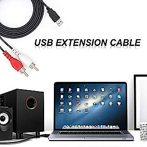 Duttek RCA to USB Cable, USB to RCA Cable,USB 2.0 Male to 2 RCA Male Video AV A/V Converter Camcorder Audio Capture Card Splitter Adapter Cable for TV/Mac/PC (5 Ft/1.5m)