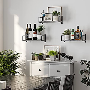 Wallniture Toledo 17"x6" Floating Bookshelf Living Room Decor, Kitchen Shelves, Bathroom Shelf, Wall Shelves for Bedroom & Office, Gray Set of 3