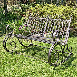 Zaer Ltd. Outdoor Metal Rocking Arm Chair/Bench (Bench, Bronze)