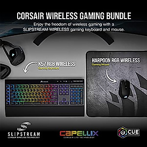 CORSAIR WIRELESS Gaming Bundle - K57 RGB WIRELESS Gaming Keyboard - HARPOON RGB WIRELESS Gaming Mouse - Hyper-Fast SLIPSTREAM WIRELESS Technology